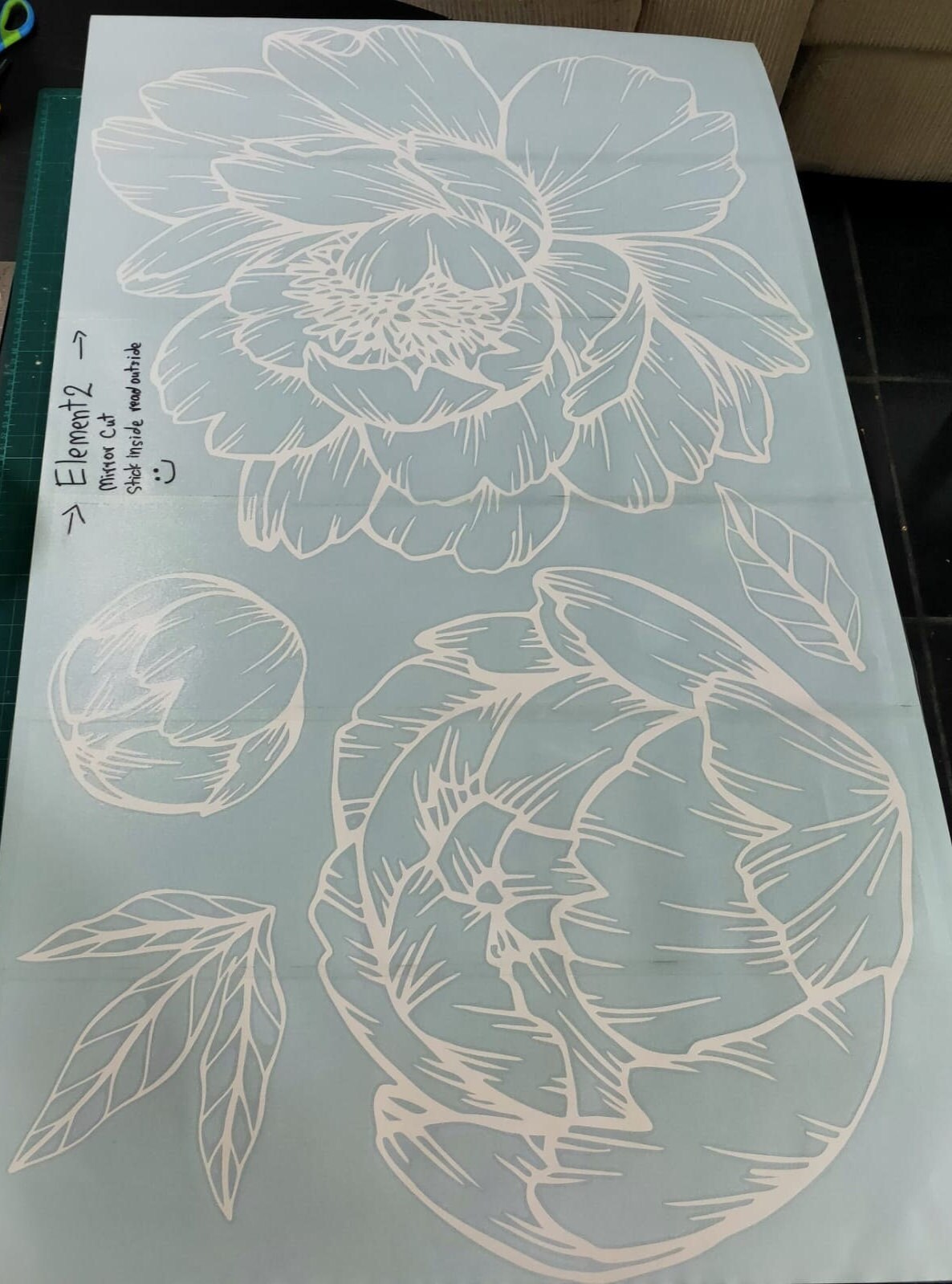 Large Peony Flower Decal for Shop Window and Wall Decoration, Whole Set ...