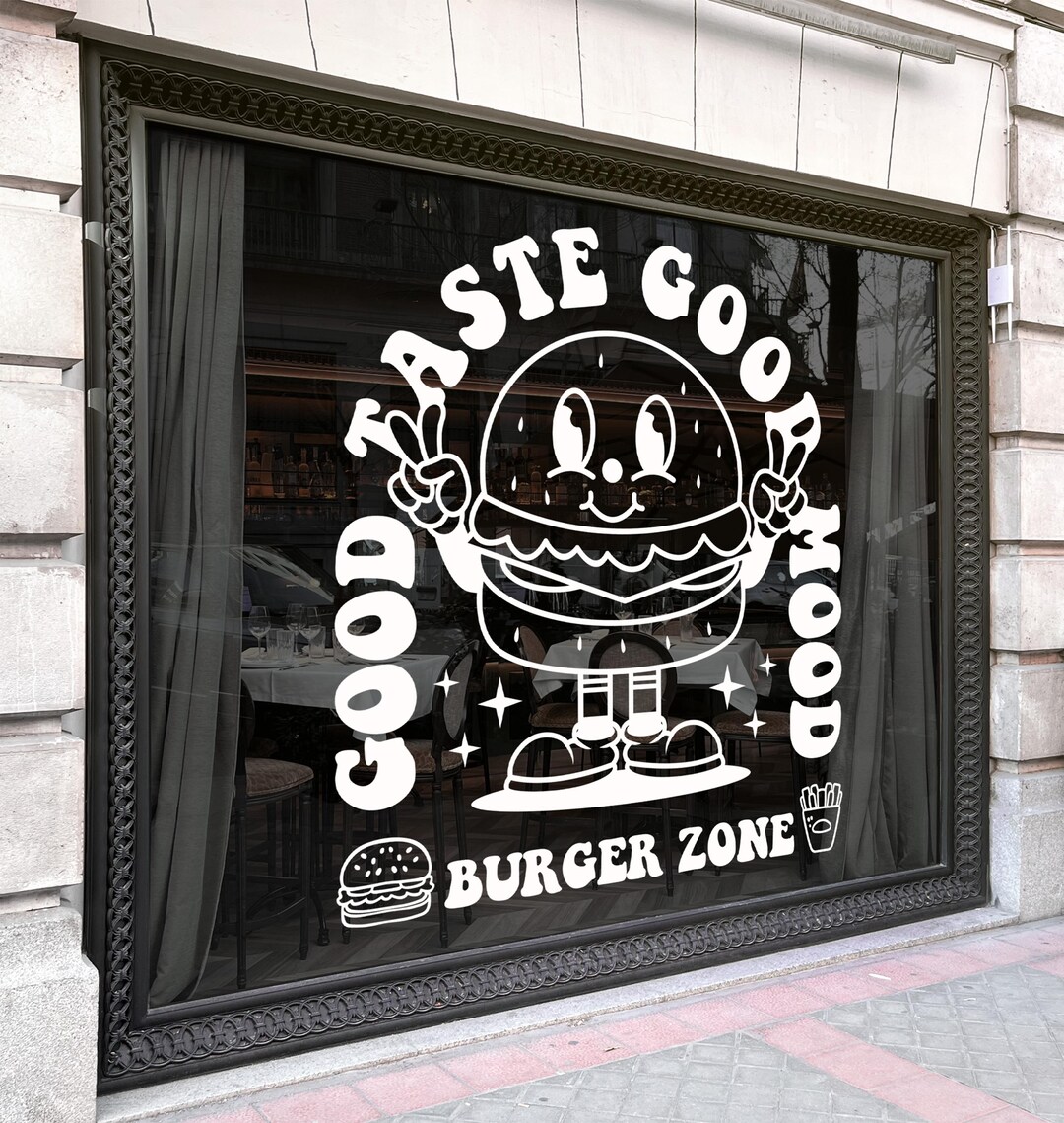 Large Macot Burger Wall Decal Sticker Perfect for Cafe and Eateries ...