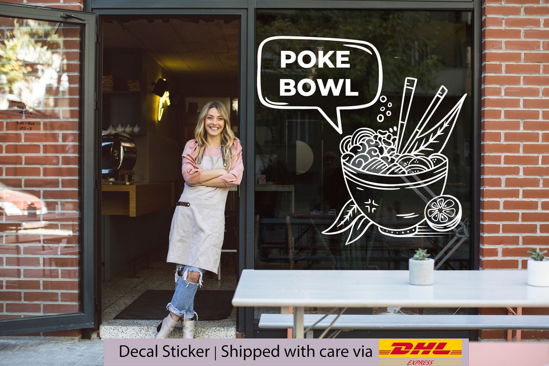 Poke Salad Bowl Vinyl Decal Sticker for Restaurant Decoration ...