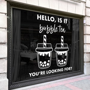 Boba Tea Decal Sticker for Shop Window and Wall, Bubble Tea Vinyl Decal ...