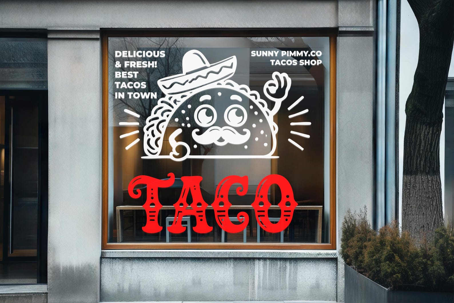 Mascot Mexican Tacos Food Quote or Business Logo Decal Sticker Window ...