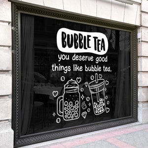 Chic Bubble Tea Wall Decal - Business Vinyl Sticker - Customizable ...
