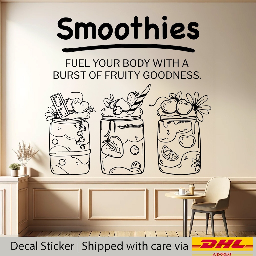Hand Draw Line-art Smoothies Drinks Vinyl for Juice Bar Shop Window and ...