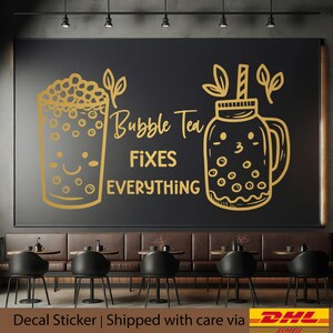 Cute Bubble Tea Quote Window and Wall Vinyl Decal for Store Decor ...