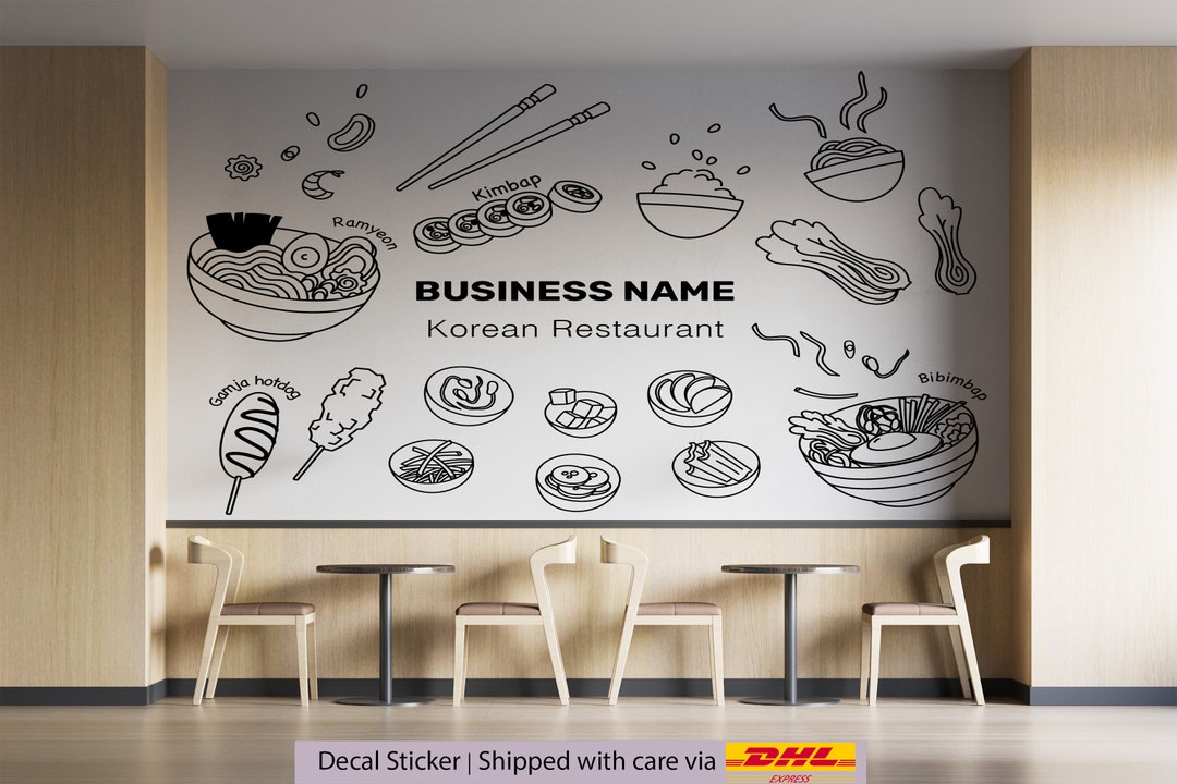 Korean Restaurant Vinyl Decal Business Logo Signage, Personalize ...