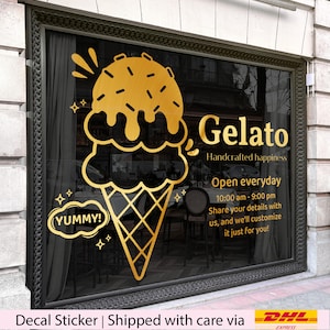 Custom Ice Cream Gelato Business Logo Decal for Window Wall Display ...