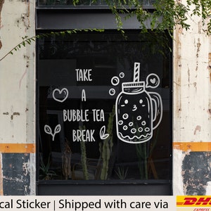 Bubble Tea-themed Vinyl Decal - Perfect for Cafe Windows & Wall ...