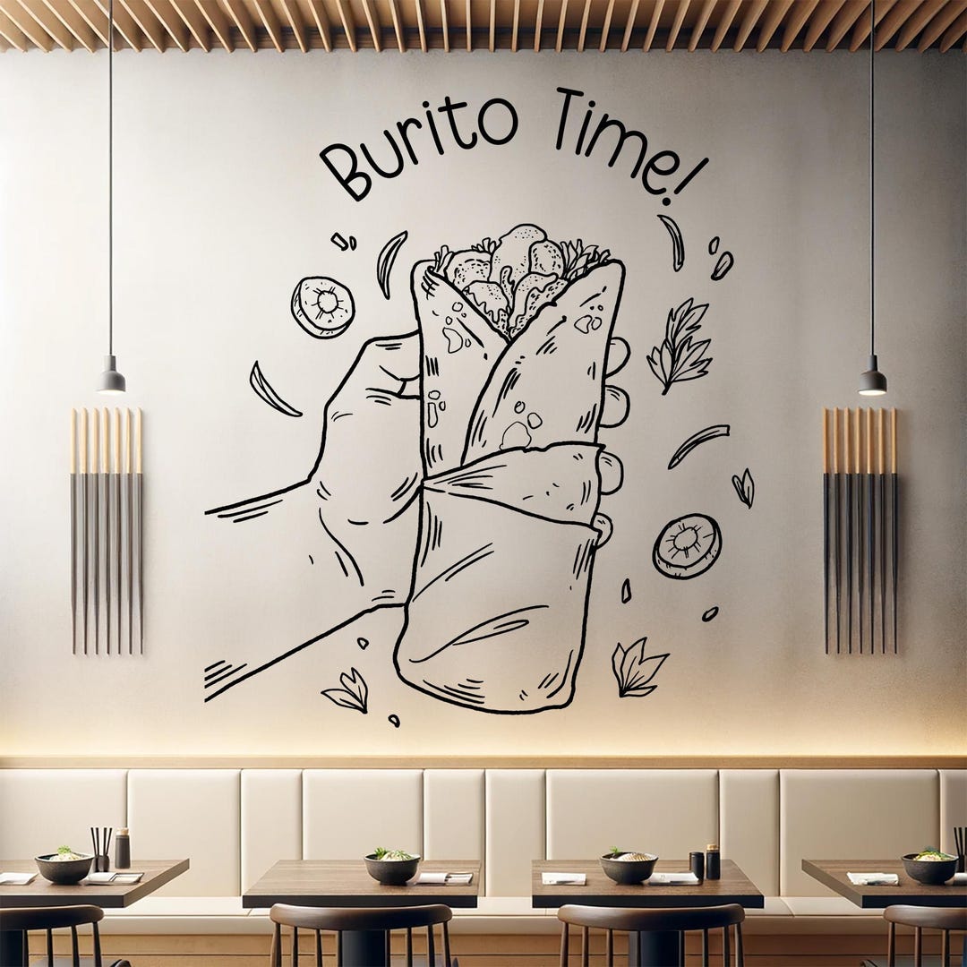 Mexican Burrito Food Vinyl Decal Stickers Perfect for Restaurants ...