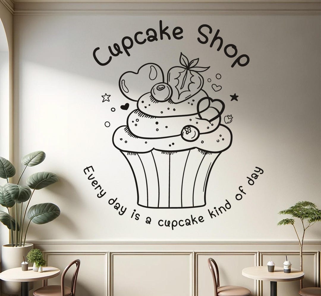 Cupcake Vinyl Decal: Bakery Cafe Window & Wall Signage - Etsy