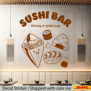 Sushi Restaurant & Bar Vinyl Decal - Perfect Window and Wall Decor for ...