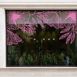 Large Flower Wreath Decal for Shop Window Display, Flower Outline ...