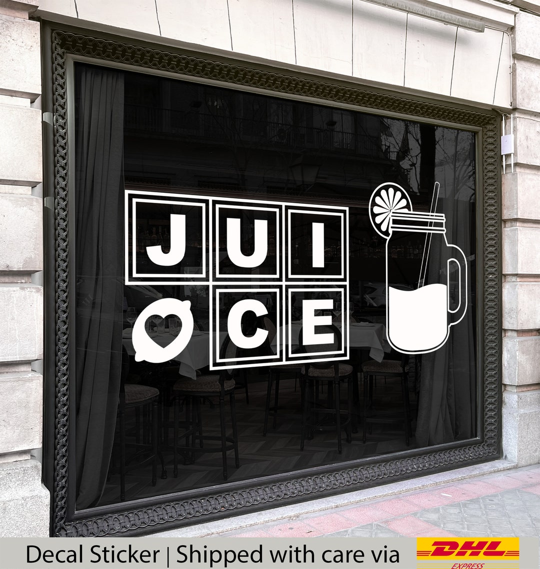 Fresh Juice Bar Decal for Window and Wall Shop Decor, Smoothies Fruit ...