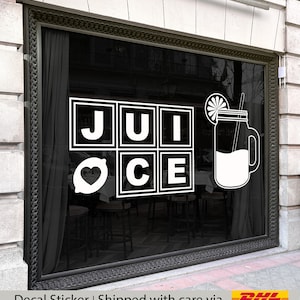 Fresh Juice Bar Decal for Window and Wall Shop Decor, Smoothies Fruit ...