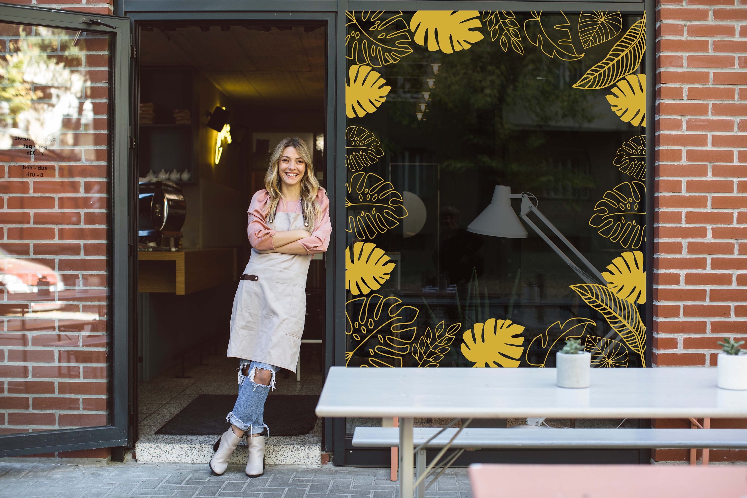 Monstera Leaf Decal for Shop Window Leafs Sticker Frame for - Etsy ...