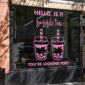 Boba Tea Decal Sticker for Shop Window and Wall, Bubble Tea Vinyl Decal ...
