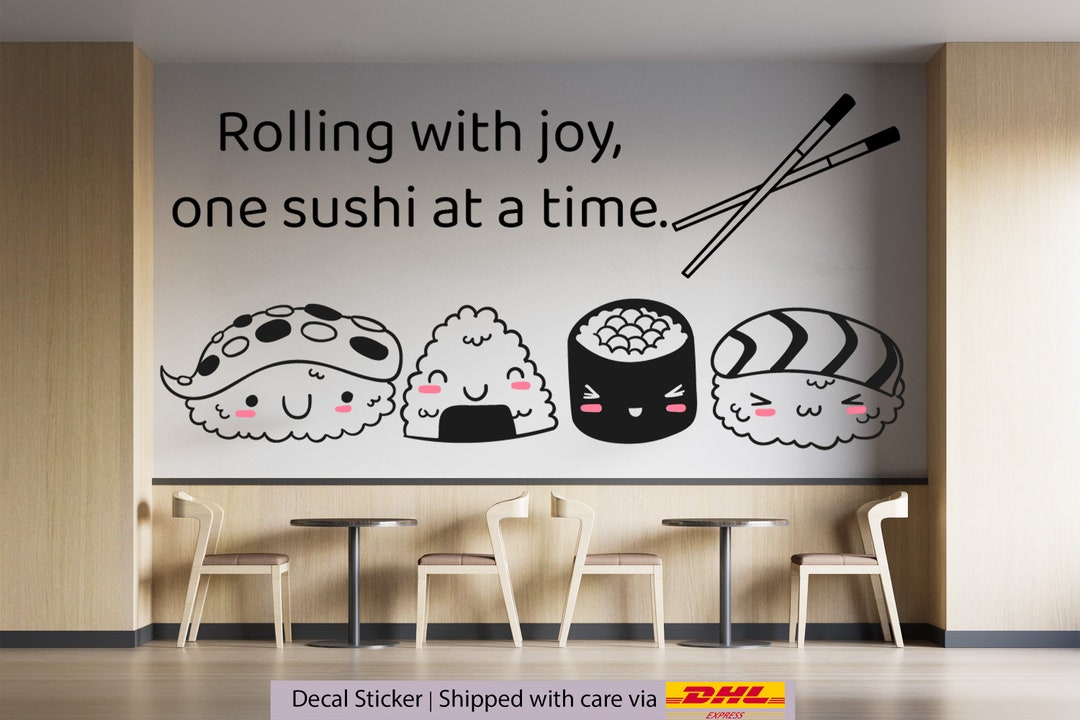 Large Sushi-themed Mascot Decal - for Commercial Window & Wall Display ...