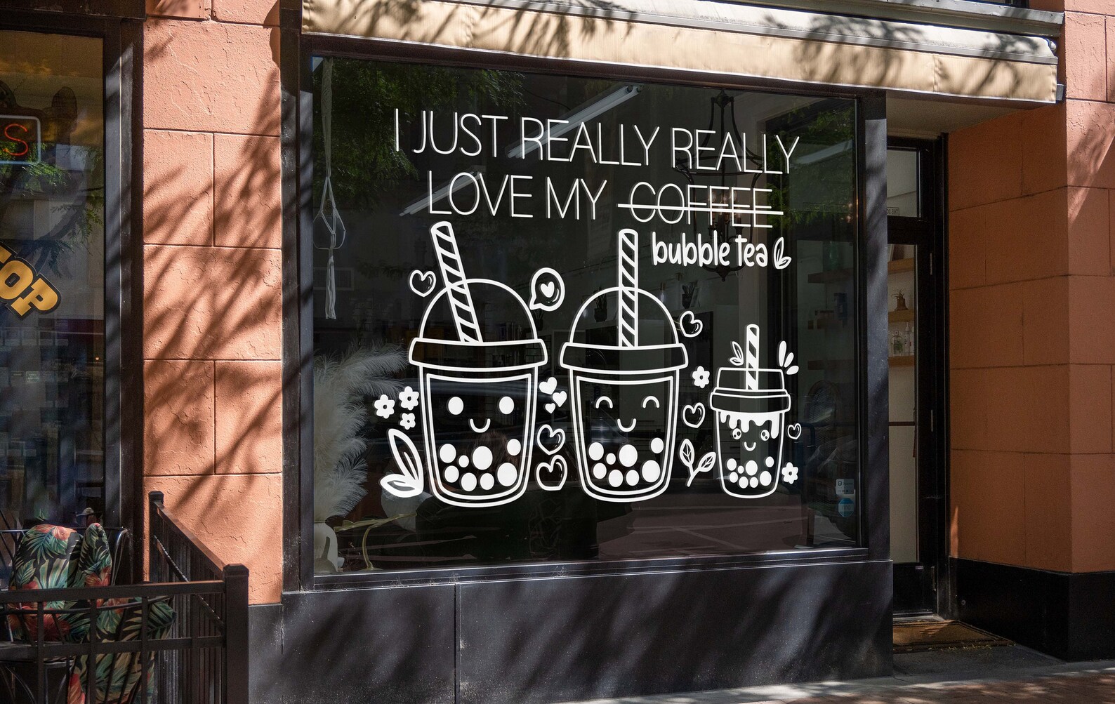 Cute Bubble Tea Quote Shop Interior Decor Vinyl Sticker, Love Boba Wall ...
