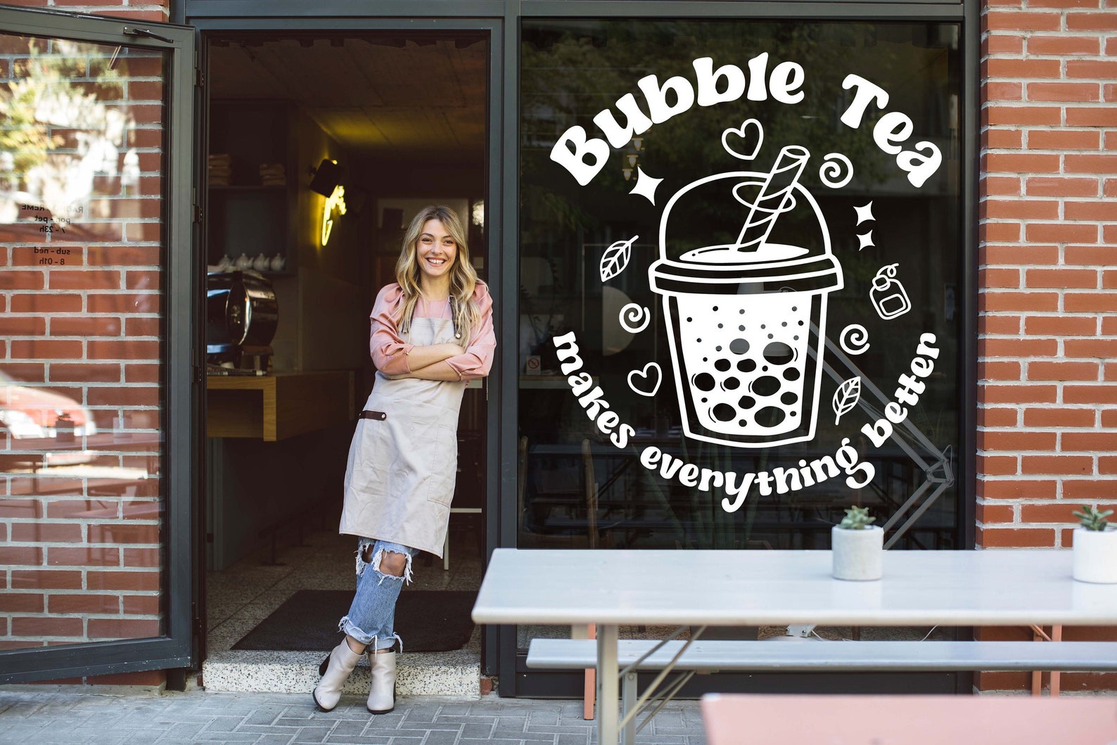Bubble Tea Decal for Shop Window Decoration and Business Advertisement ...