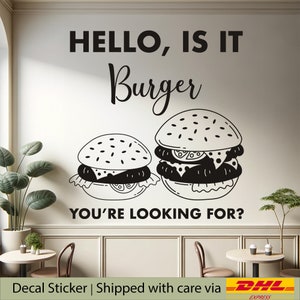 Large Burger Icon Wall Decal Sticker - Premium Vinyl Decal Perfect for ...