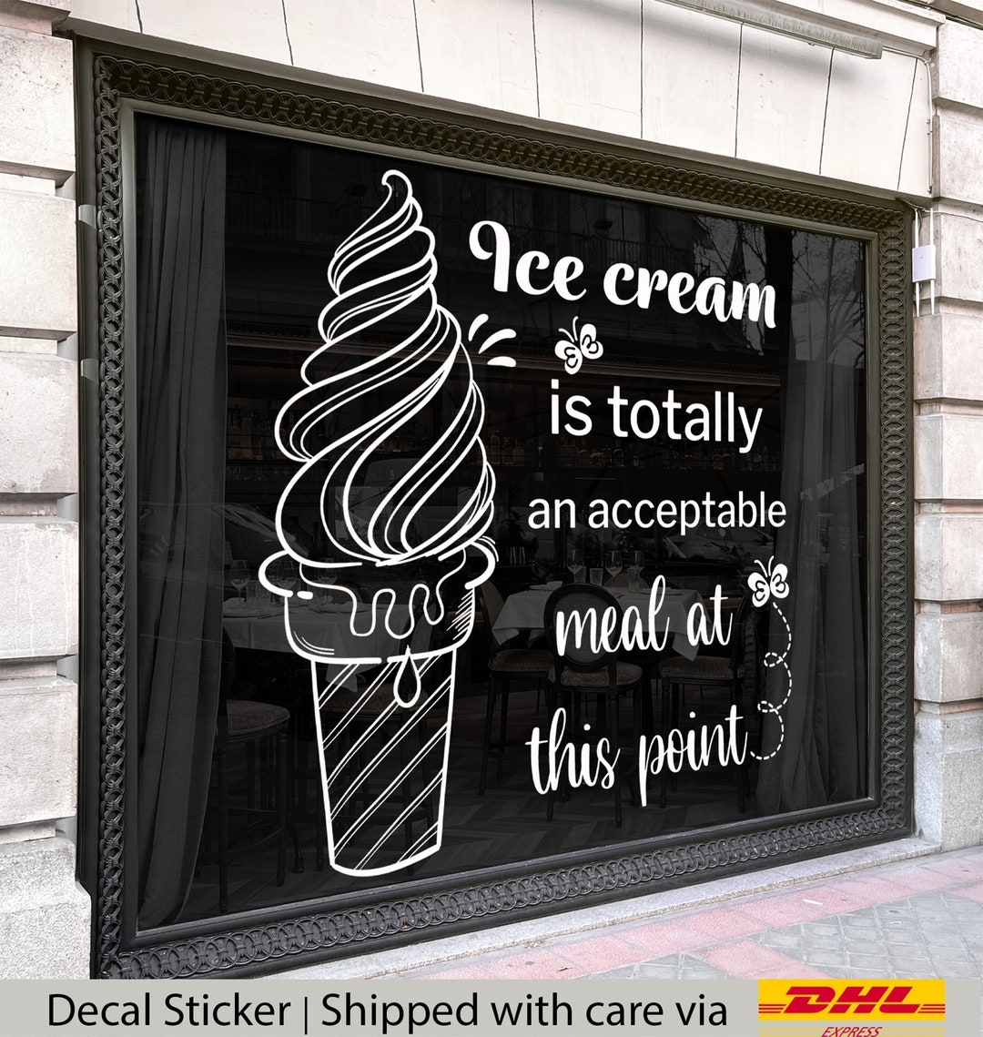 Sweet Ice-cream Cone Vinyl Outdoor Decal Design for Cafe Window and ...