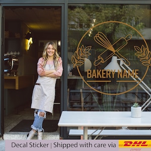 Bakery Pastry Vinyl Decal Business Logo | Bread Croissant Customise ...
