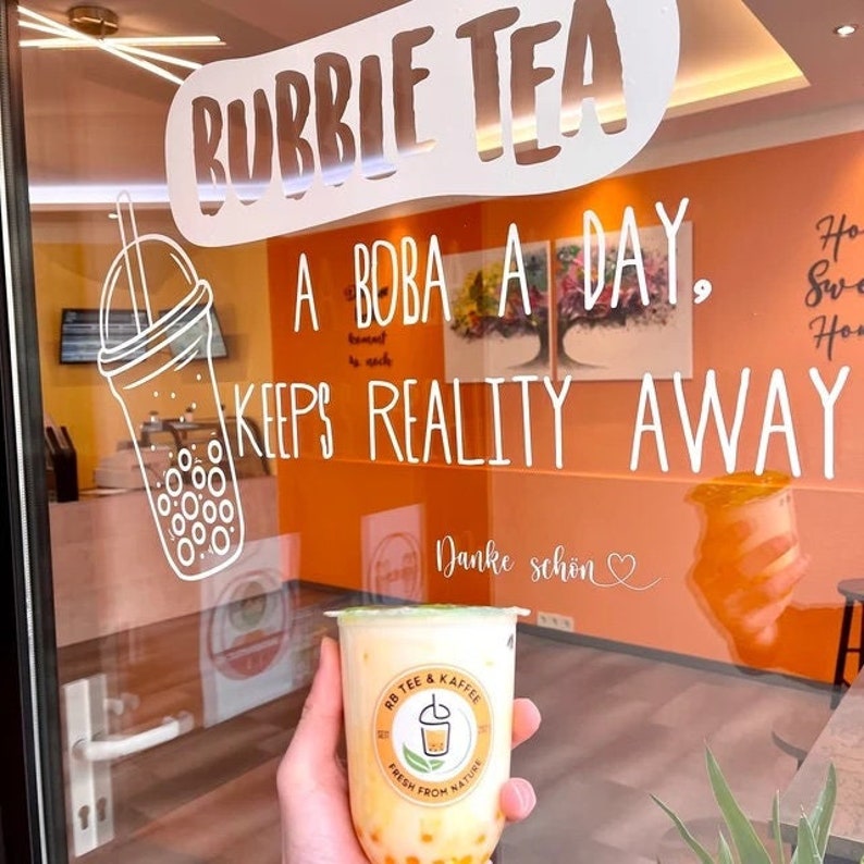 Minimalise Design Bubble Tea Window Decal – Small & Affordable Boba ...