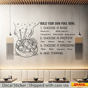 Personalised Poke Bowl Wall and Window Decal Vinyl Sticker for ...