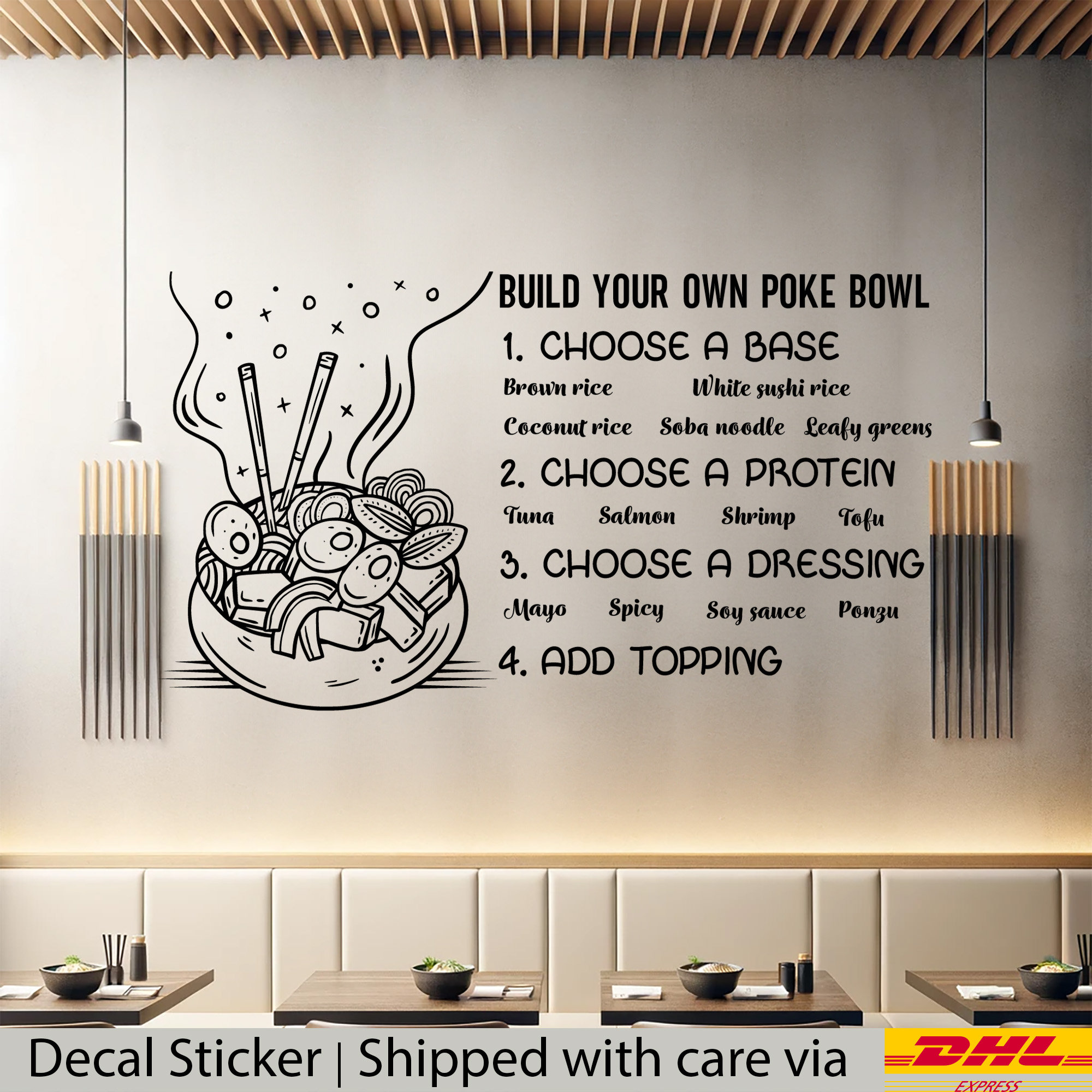 Personalised Poke Bowl Wall and Window Decal Vinyl Sticker for ...