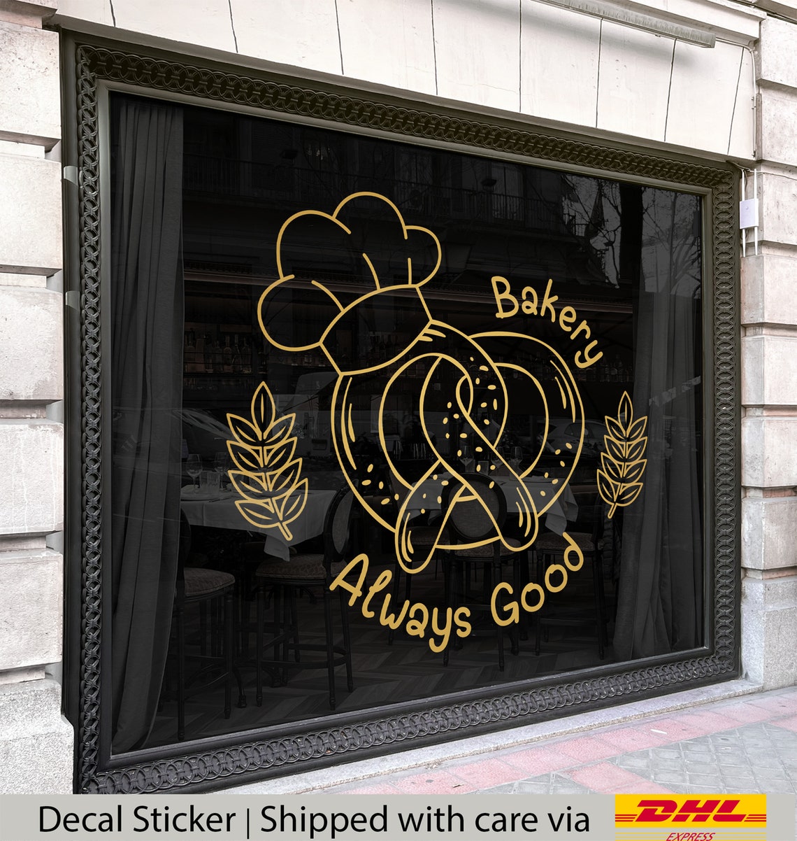 Bakery Pastry Vinyl Decal Business Logo | Bread Croissant Customise ...