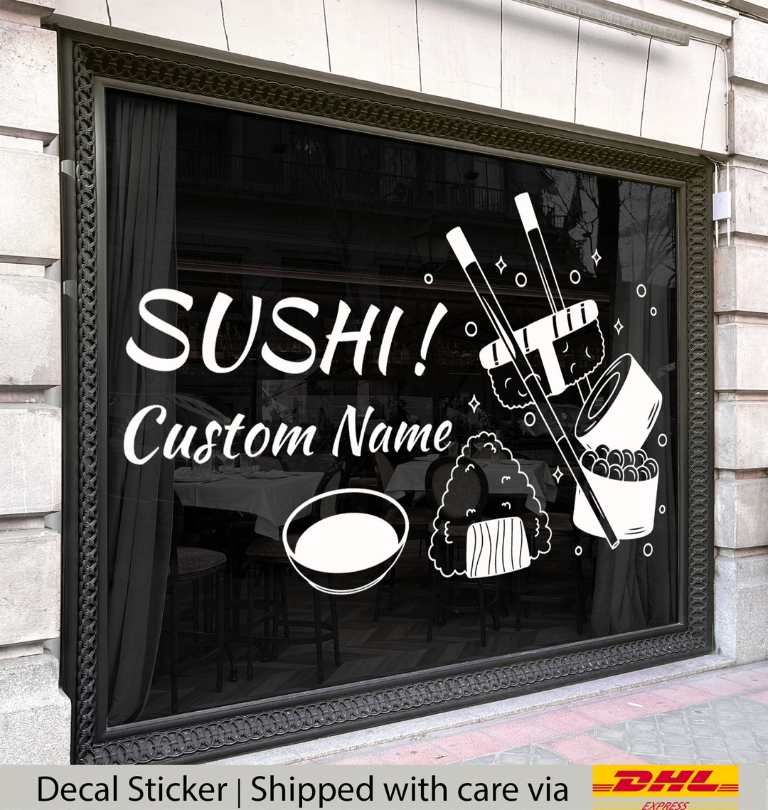 Sushi Restaurant & Bar Vinyl Decal - Perfect Window and Wall Decor for ...