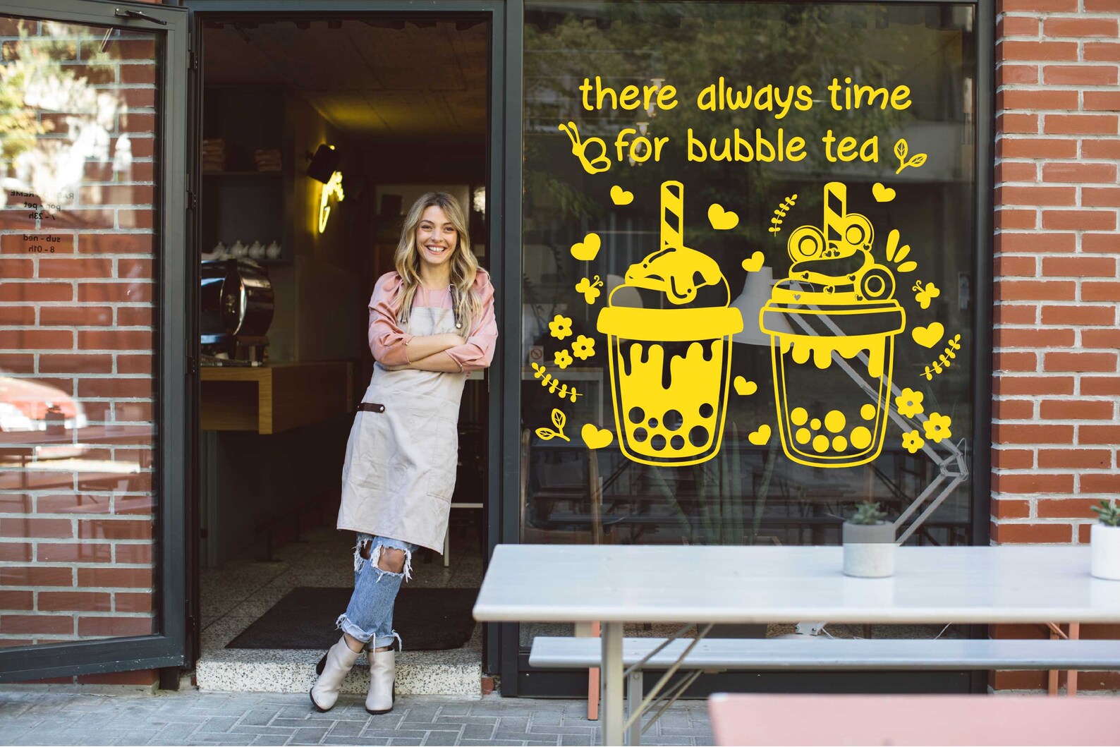 Bubble Tea Decal for Window and Wall Cafe Window Decal Front | Etsy