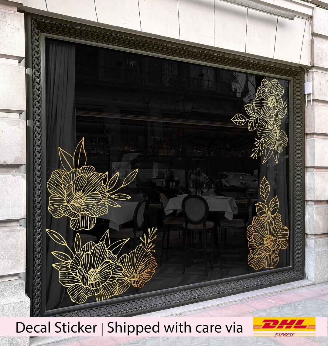 Spring Flower Outline Decal Window Display, Wild Botanic Floral ...