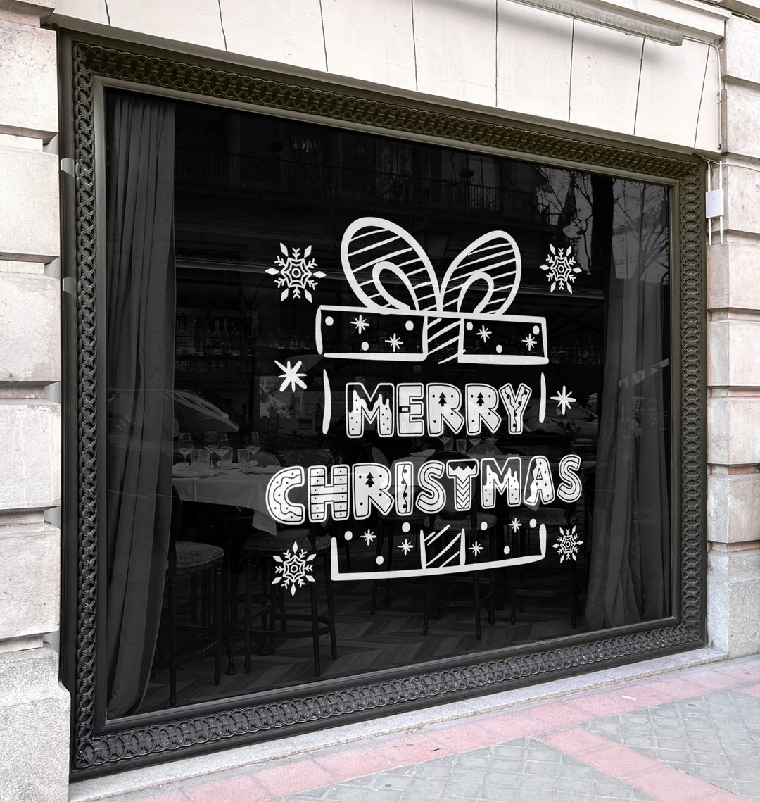 Christmas Present Gift Box Window Decoration Sticker, Merry Christmas ...