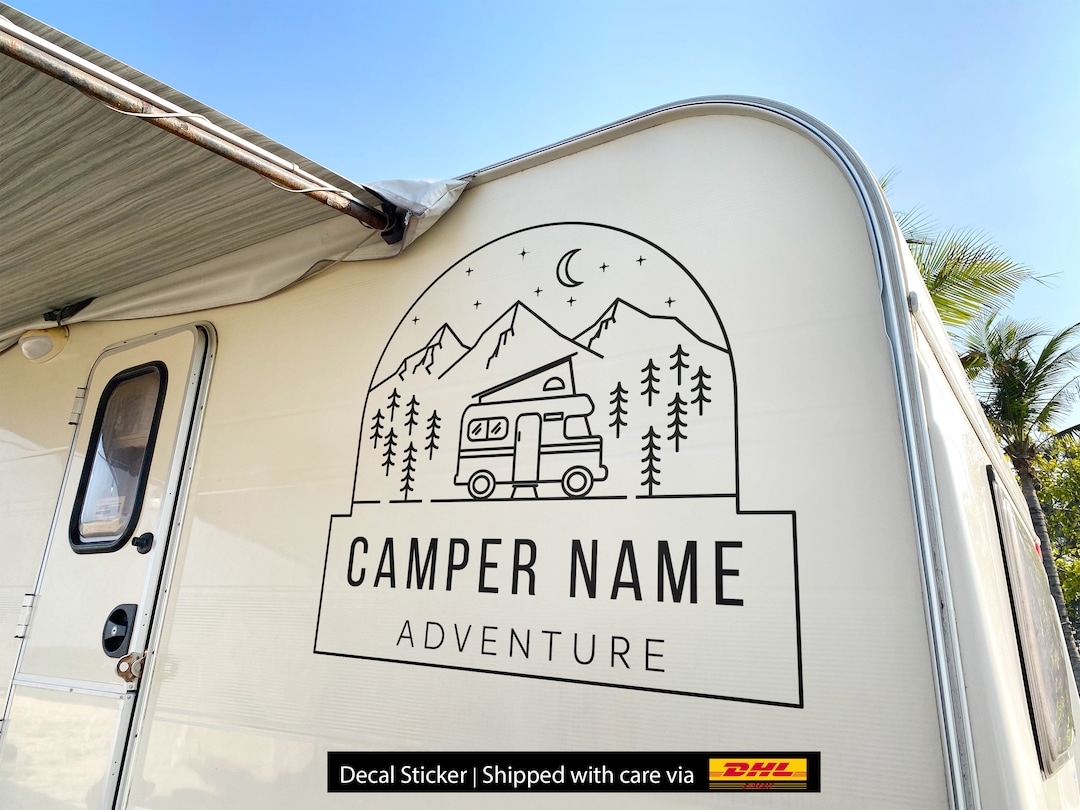 Kombi Van & Camper Vinyl Decal: Geometric Camping Exploration Sticker ...