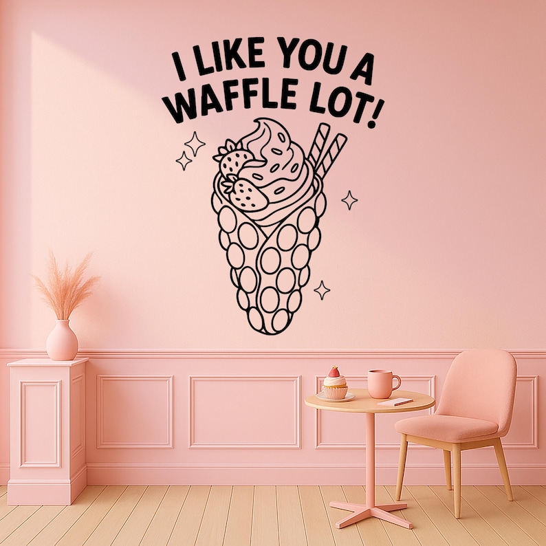 Custom Bubble Waffle Cone Logo Decal, Waffle Wrap Window Sticker, Cafe ...