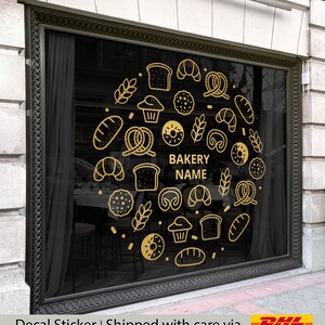 Bakery Pastry Vinyl Decal Business Logo | Bread Croissant Customise ...