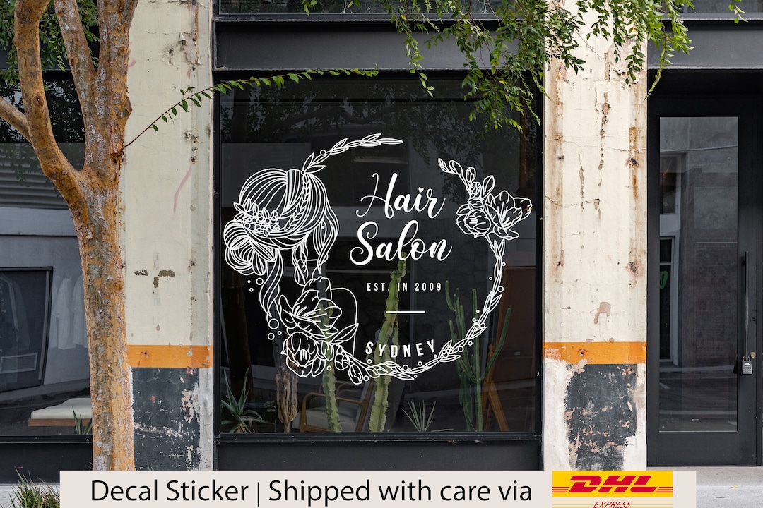 Hair Beauty Salon Business Logo Decal Signage for Front Store and Glass ...