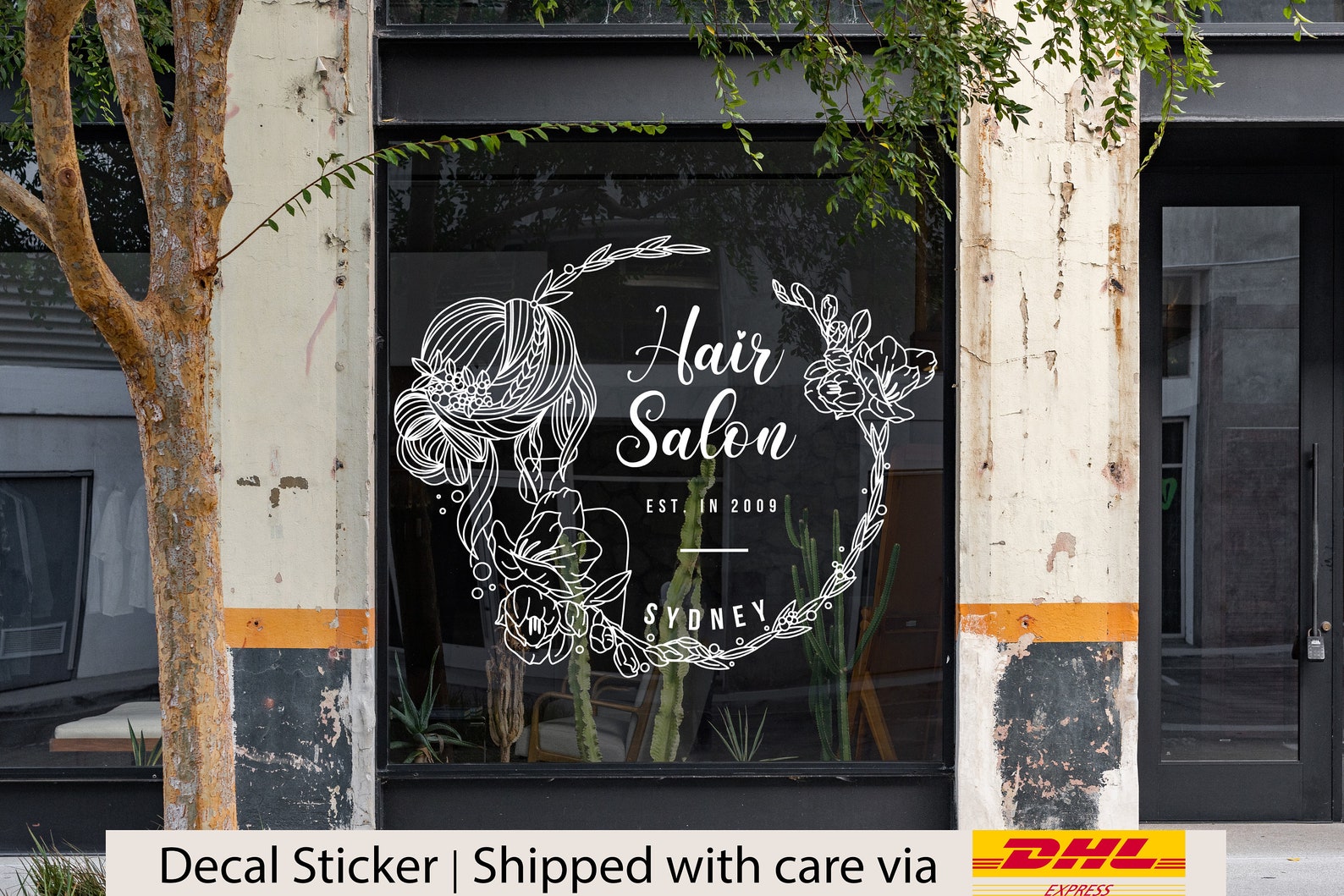 Hair Beauty Salon Business Logo Decal Signage for Front Store and Glass ...
