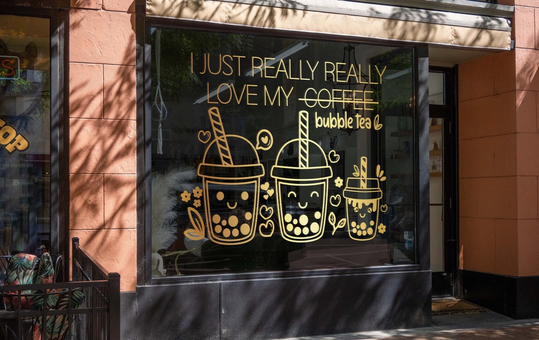 Cute Bubble Tea Quote Shop Interior Decor Vinyl Sticker Love - Etsy