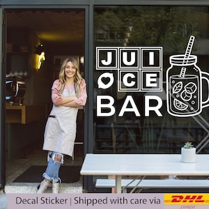 Fresh Juice Bar Decal Cafe Decor, Simple Beverage Drink Vinyl Sticker ...
