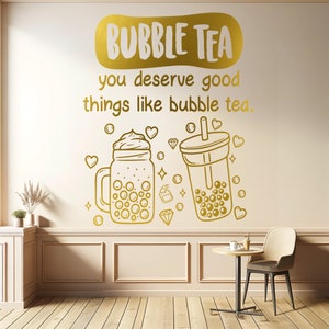 Chic Bubble Tea Wall Decal - Business Vinyl Sticker - Customizable ...