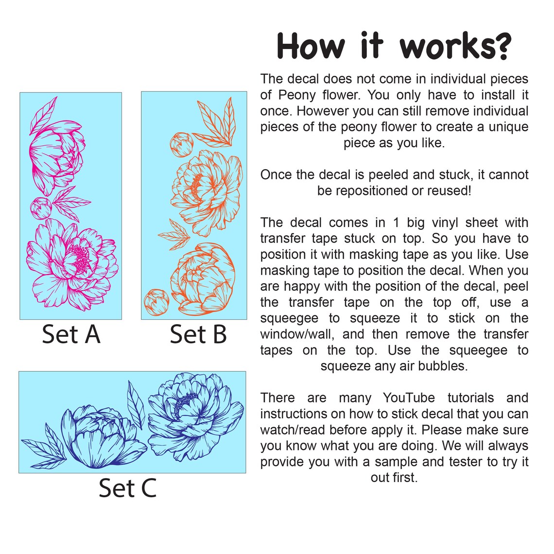 Large Peony Flower Decal for Shop Window and Wall Decoration - Etsy ...