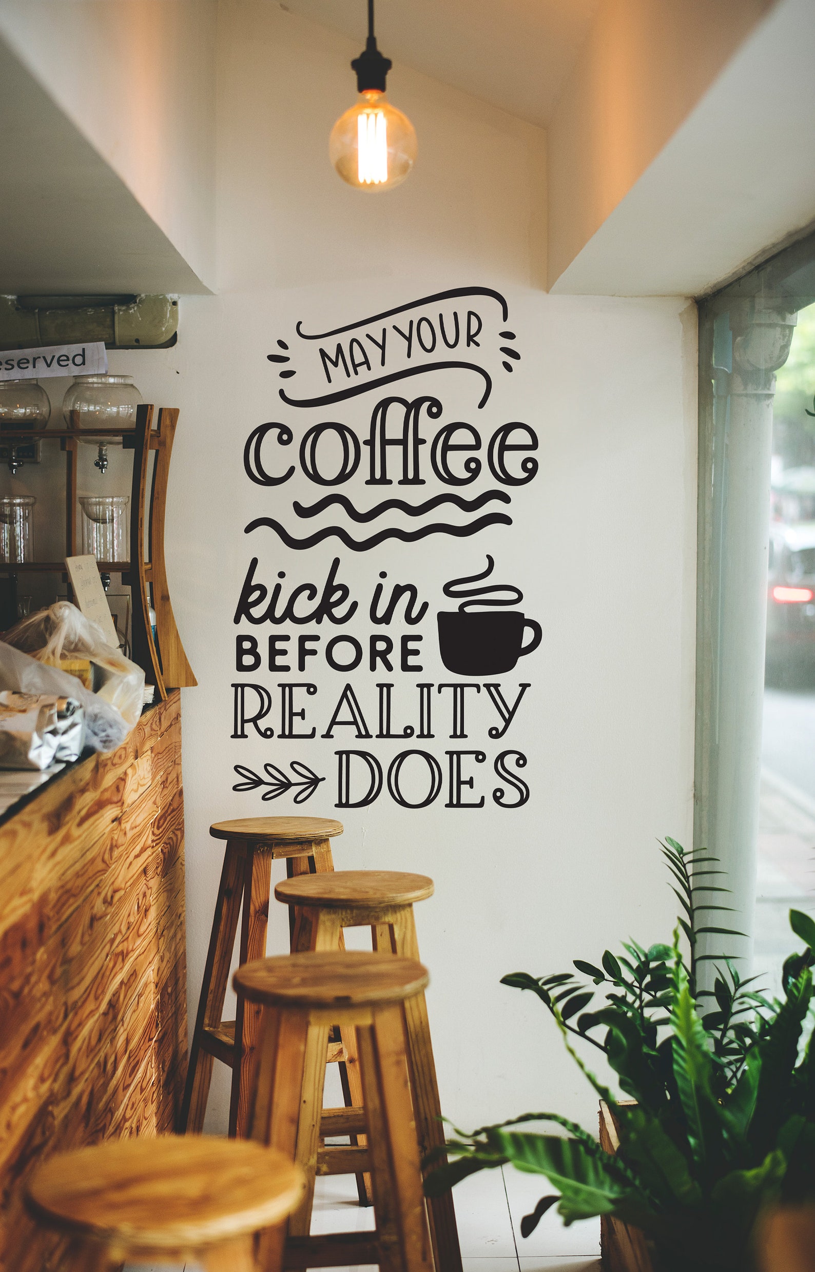 Large Coffee Quote Decals Restaurant Decor, Beautiful Coffee Line Art ...