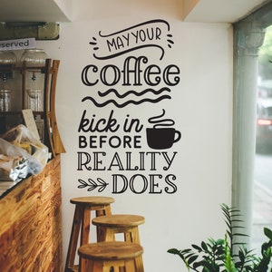 Large Coffee Quote Decals Restaurant Decor, Beautiful Coffee Line Art ...