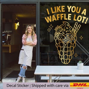 Custom Bubble Waffle Cone Logo Decal, Waffle Wrap Window Sticker, Cafe ...