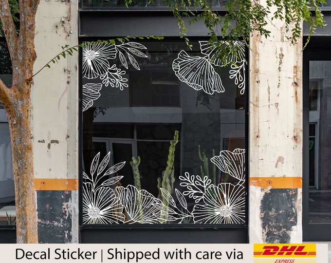 Large Peony Flower Decal for Shop Window and Wall Decoration, Whole Set ...