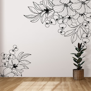 Whole Set Chic Blossom Sketch: Adhesive Wall and Window Flower Outlines ...