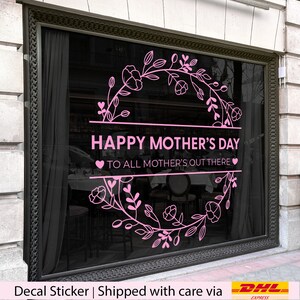 Happy Mother's Day Floral Window Decal - Removable Display Vinyl ...