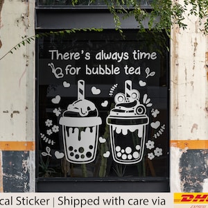 Bubble Tea Decal for Window and Wall, Cafe Window Decal, Front Shop ...