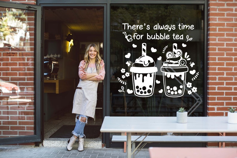 Bubble Tea Decal for Window and Wall, Cafe Window Decal, Front Shop ...